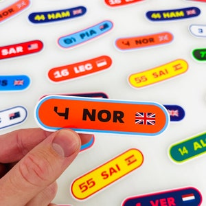 Driver Flag Number Sticker Multi Colour GP Racing F1 Sticker Formula ...