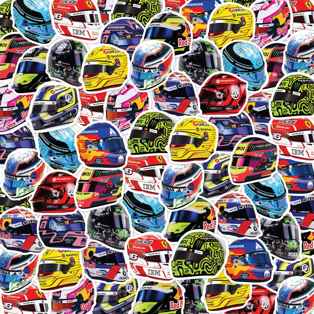 2025 Mini Helmets | Driver Stickers | Lando Leclerc Sainz Hamilton Kimi ...
