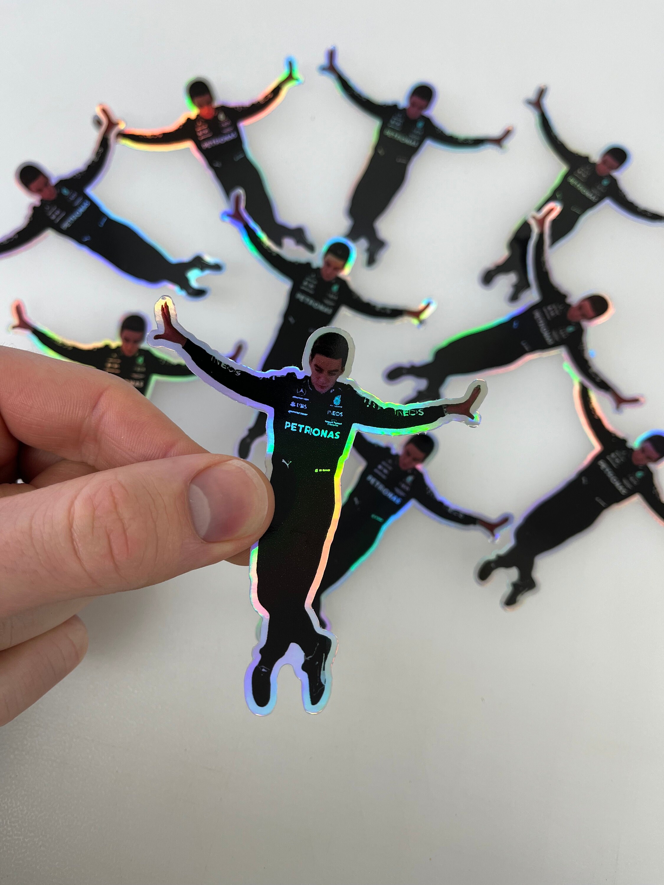 George Russell Pose Meme Hologrpahic Formula One Sticker Cute Sticker ...