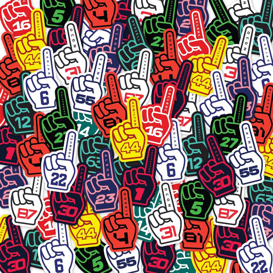 2025 *NEW F1 Driver Foam Fingers Number / Name Sticker Formula One ...
