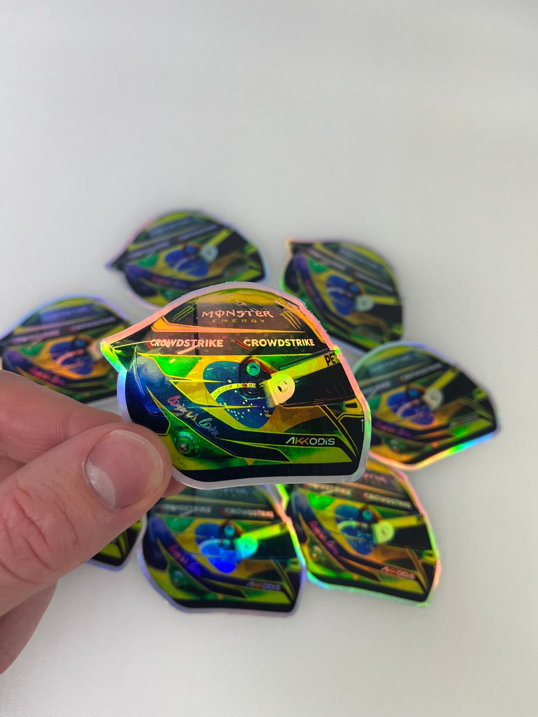 Lewis Hamilton Brazilian Holographic Mini Helmet Formula One Sticker ...