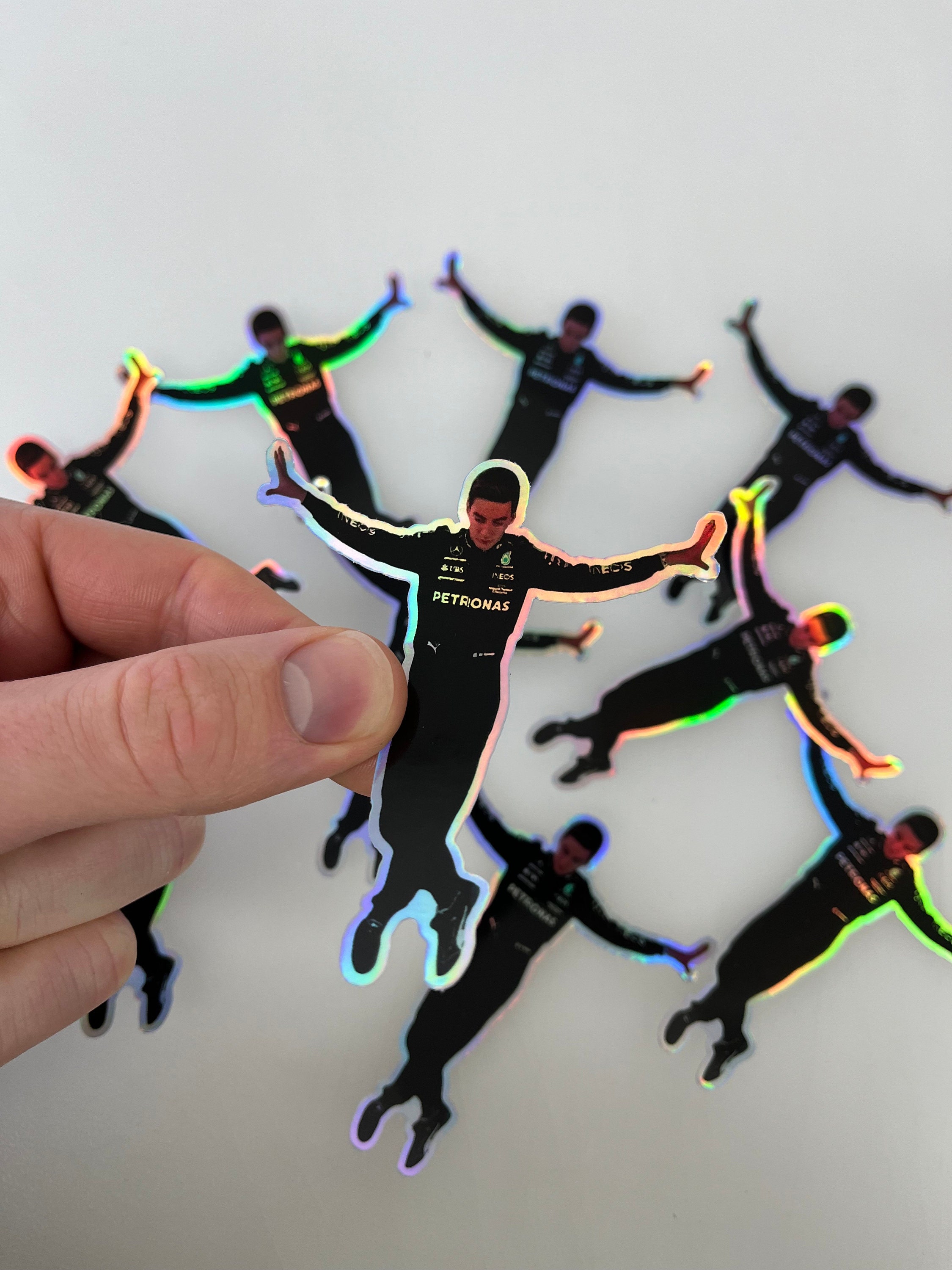 George Russell Pose Meme Hologrpahic Formula One Sticker Cute Sticker ...