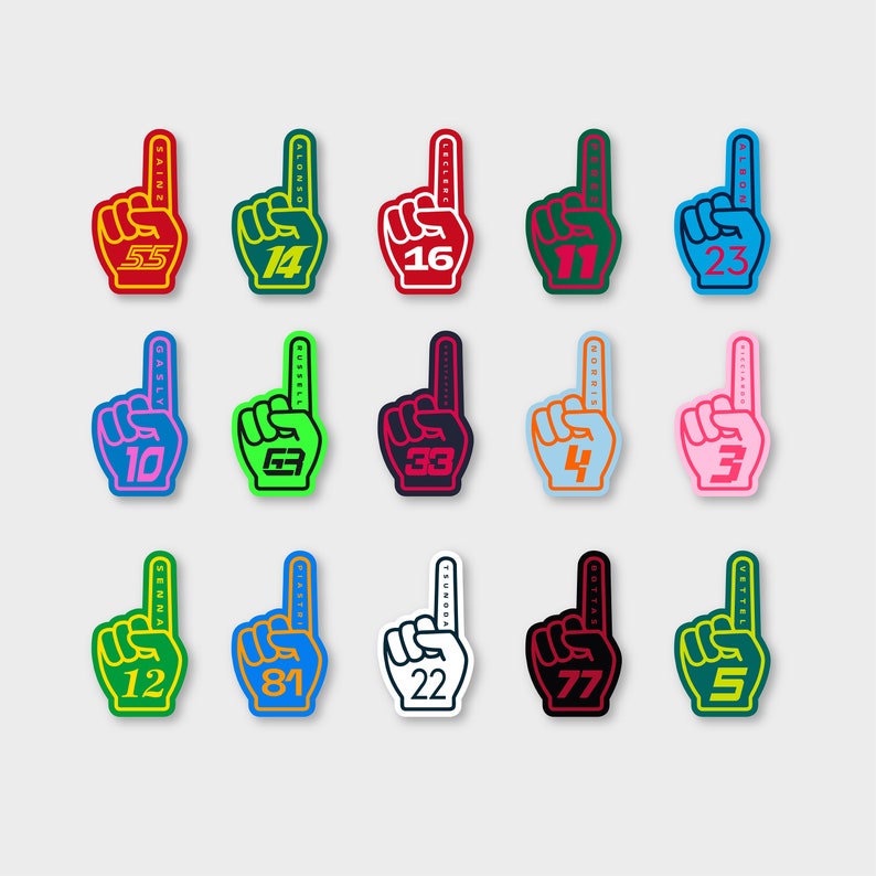 2024 NEW F1 Driver Foam Fingers Number / Name Sticker Formula One ...