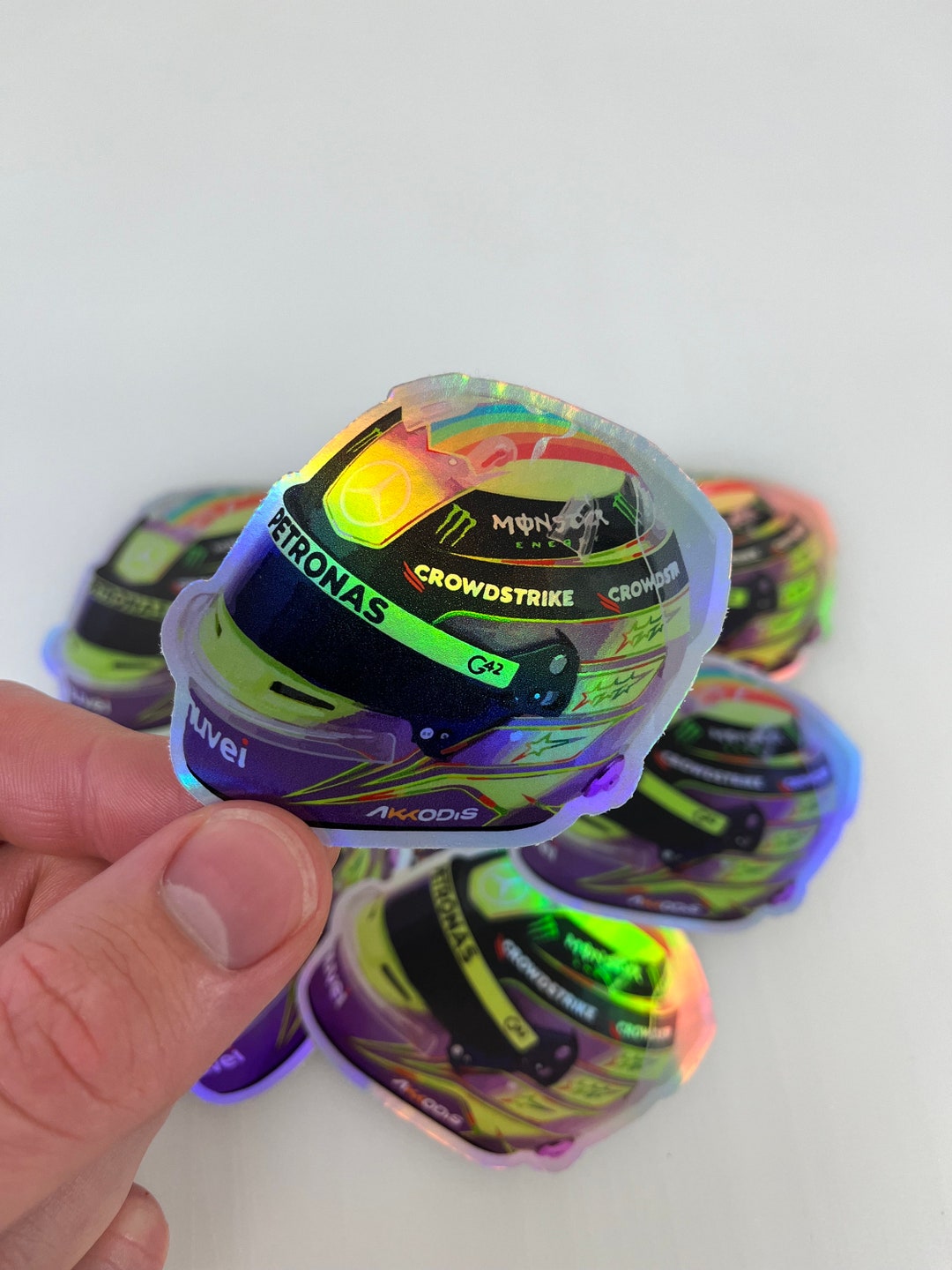 Lewis Hamilton Holographic Mini Helmet Formula One Sticker Cute Sticker ...