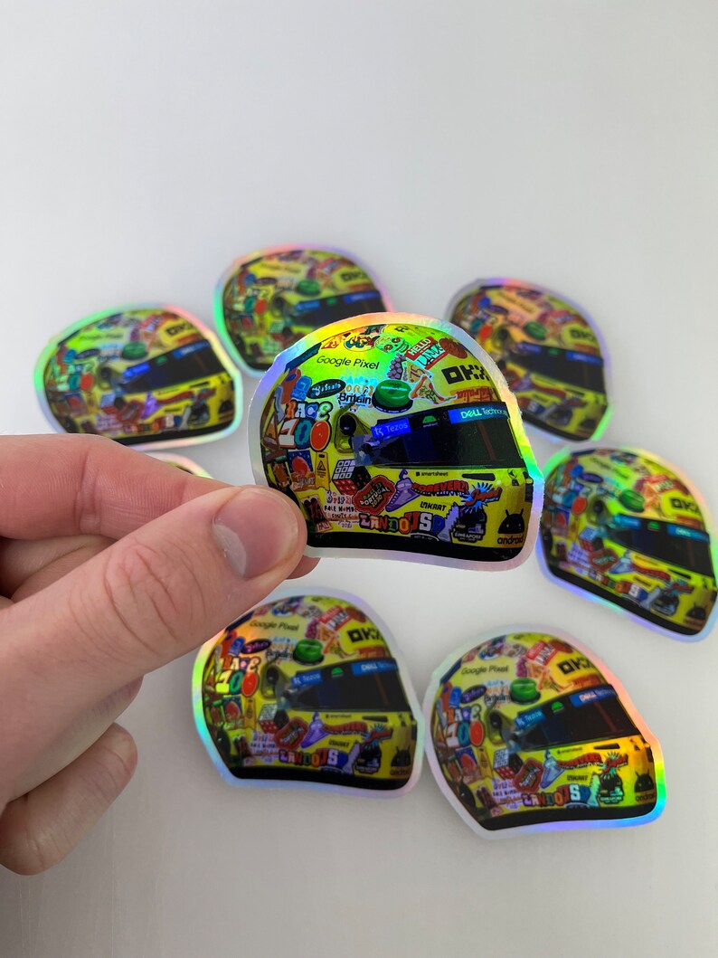 Lando 100th Race Sticker Bomb Mini Helmet Formula One Sticker Cute ...