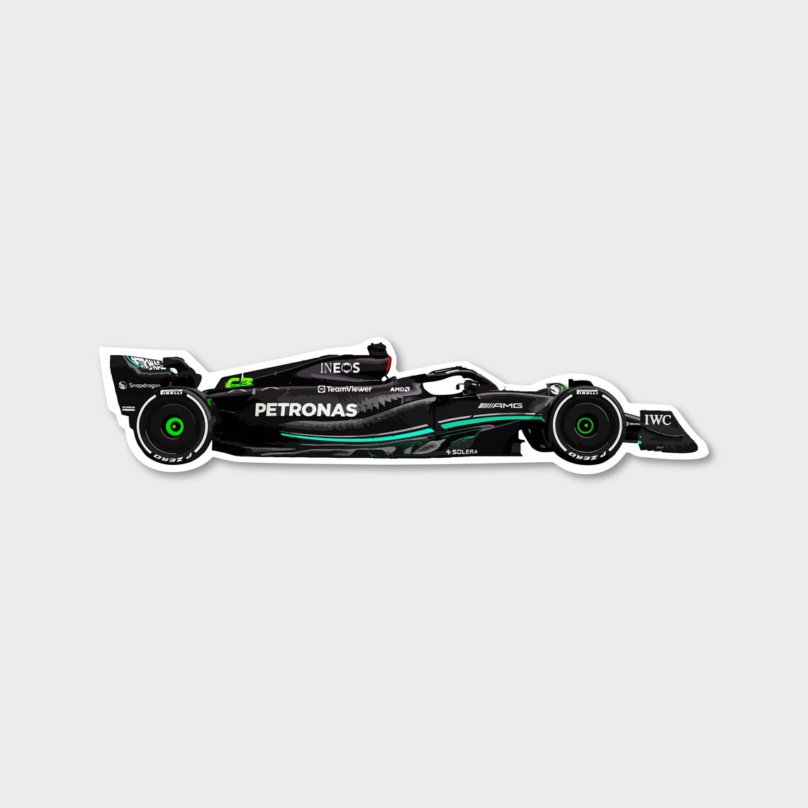 George Russell F1W14 New F1 Sticker Formula One Motorsport Fluo Green ...