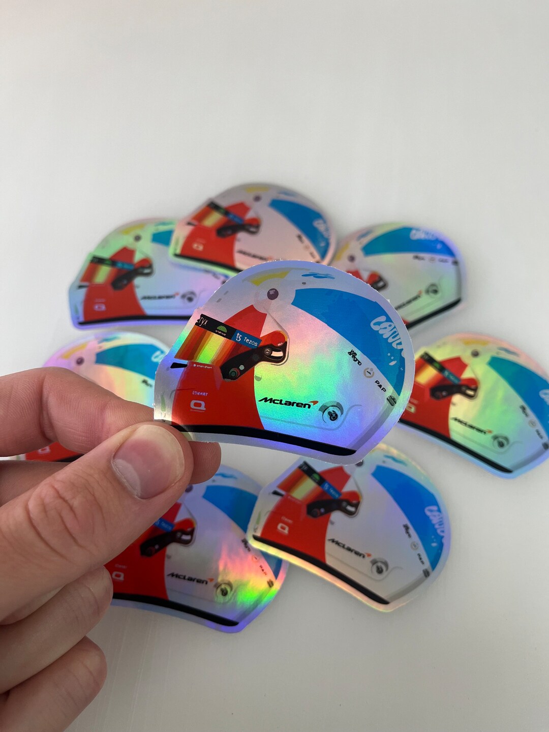 Lando Beach Ball Holographic Mini Helmet Formula One Sticker Cute ...