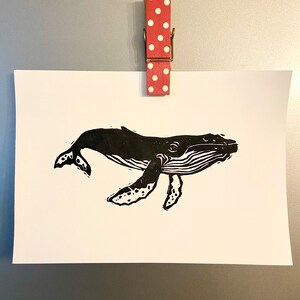 Humpback Whale Lino Print Original A5 Ink Print Sea-life Print - Etsy