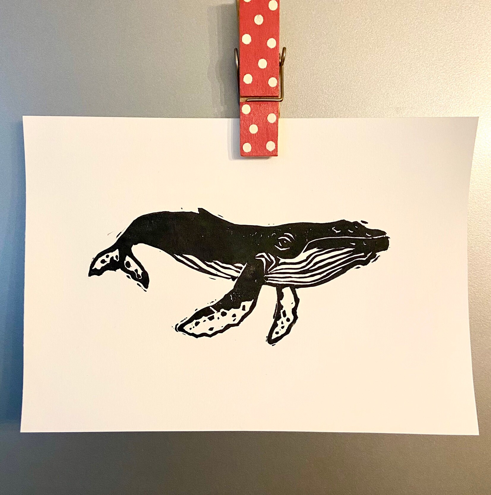 Humpback Whale Lino Print | Original A5 Ink Print | Sea-life Print ...