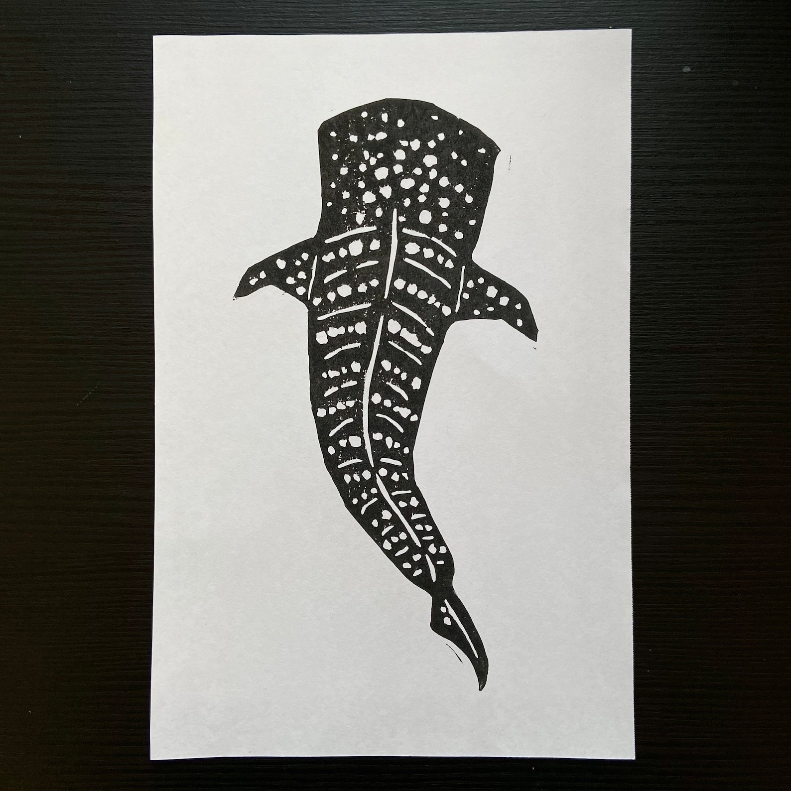 Whale Shark Lino Print Original A5 Ink Print Sea-life Print - Etsy
