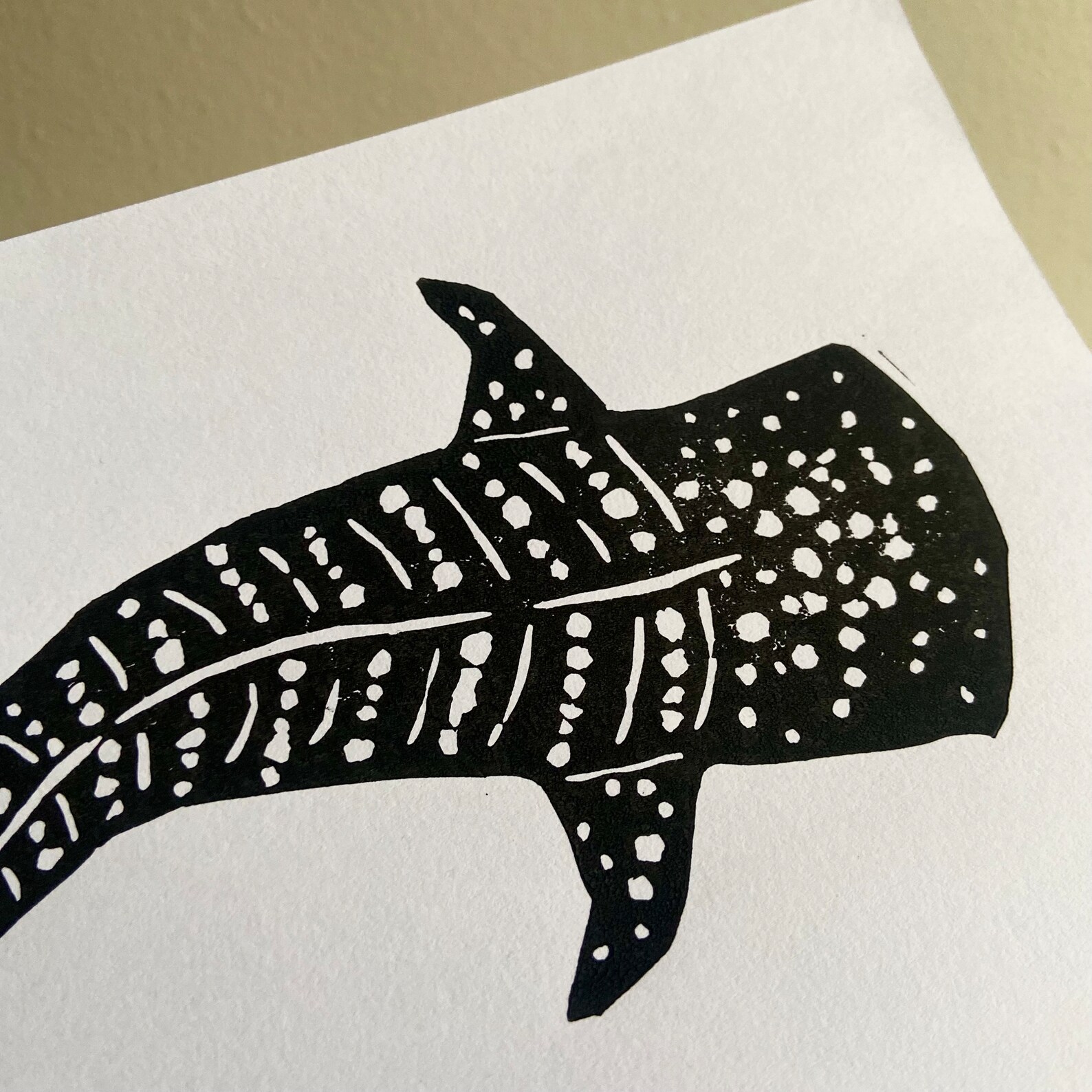Whale Shark Lino Print Original A5 Ink Print Sea-life Print - Etsy