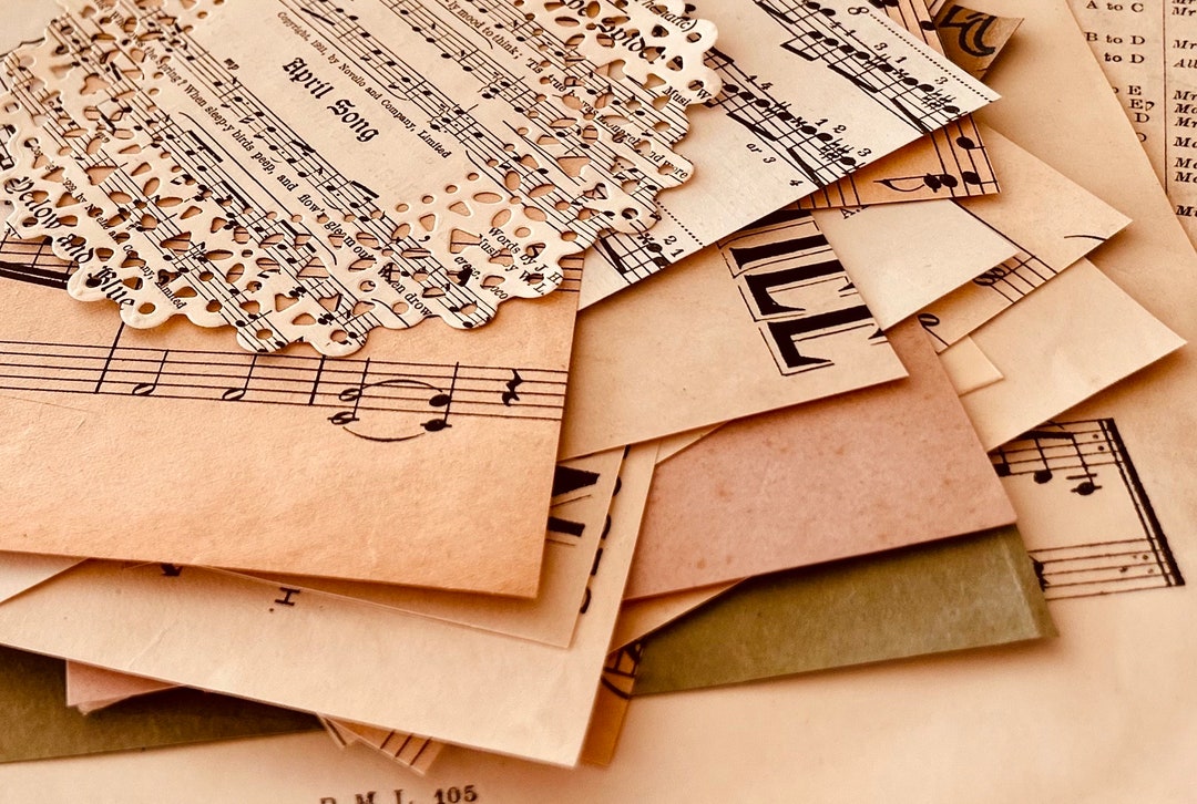 50 Piece Vintage and Antique Sheet Music Collage Ephemera Bundle ...