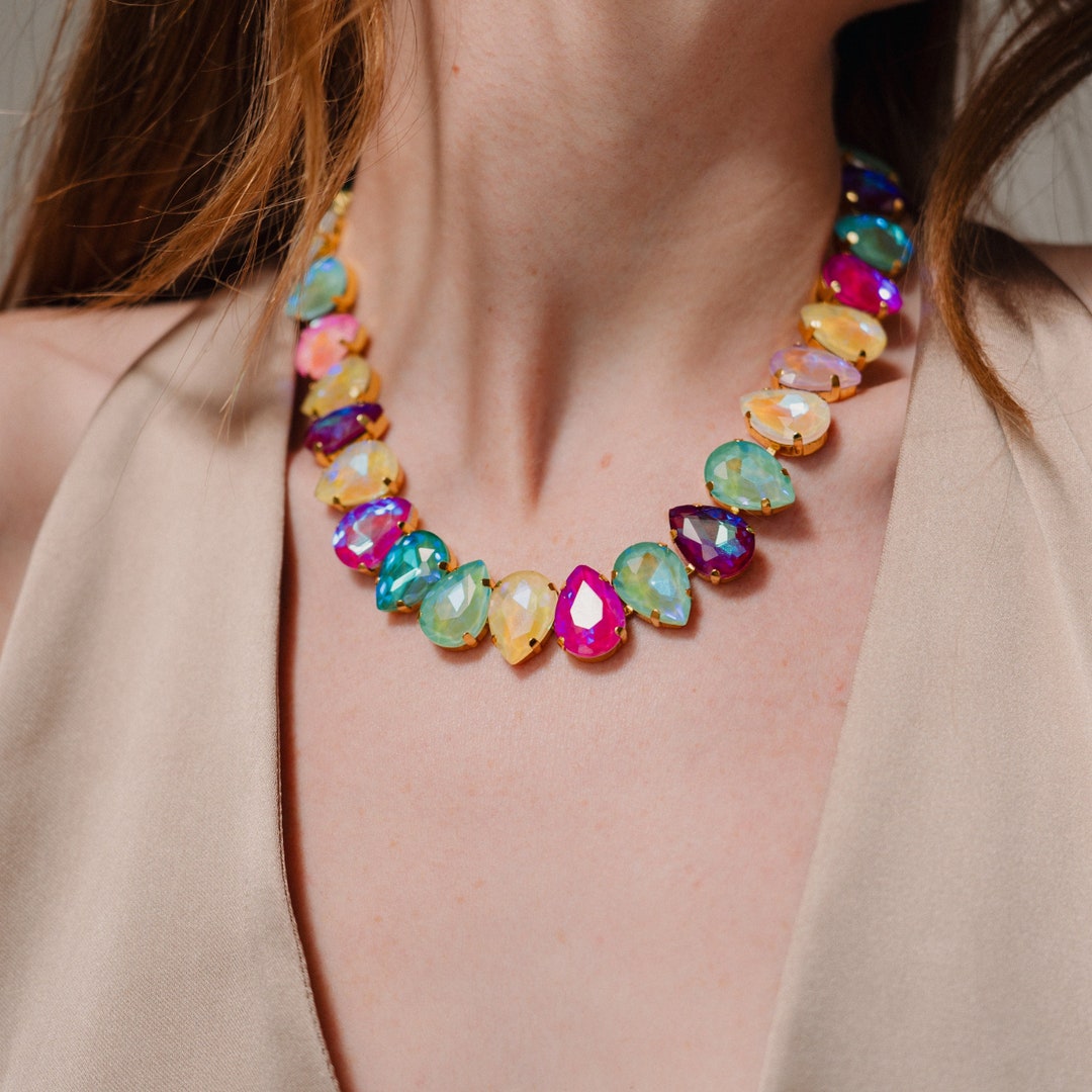Party Necklace, Colorful Necklace, Holiday Gift - Etsy