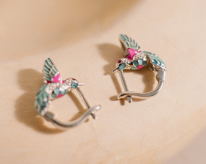 Hummingbird Earrings, Silver 925 Earrings, Unique Gift - Etsy