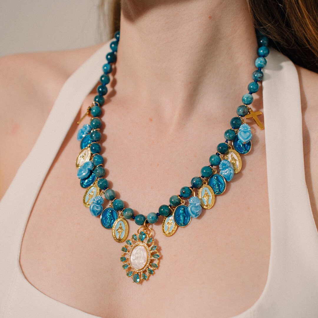 Catholic Necklace, Virgin Mary Charms, Custom Gift - Etsy