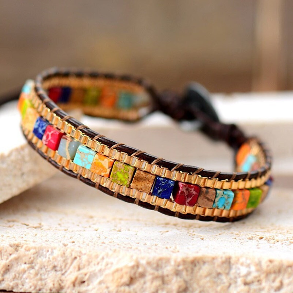 Imperial Sea Sediment Jasper 7 Chakra Bracelet Natural - Etsy