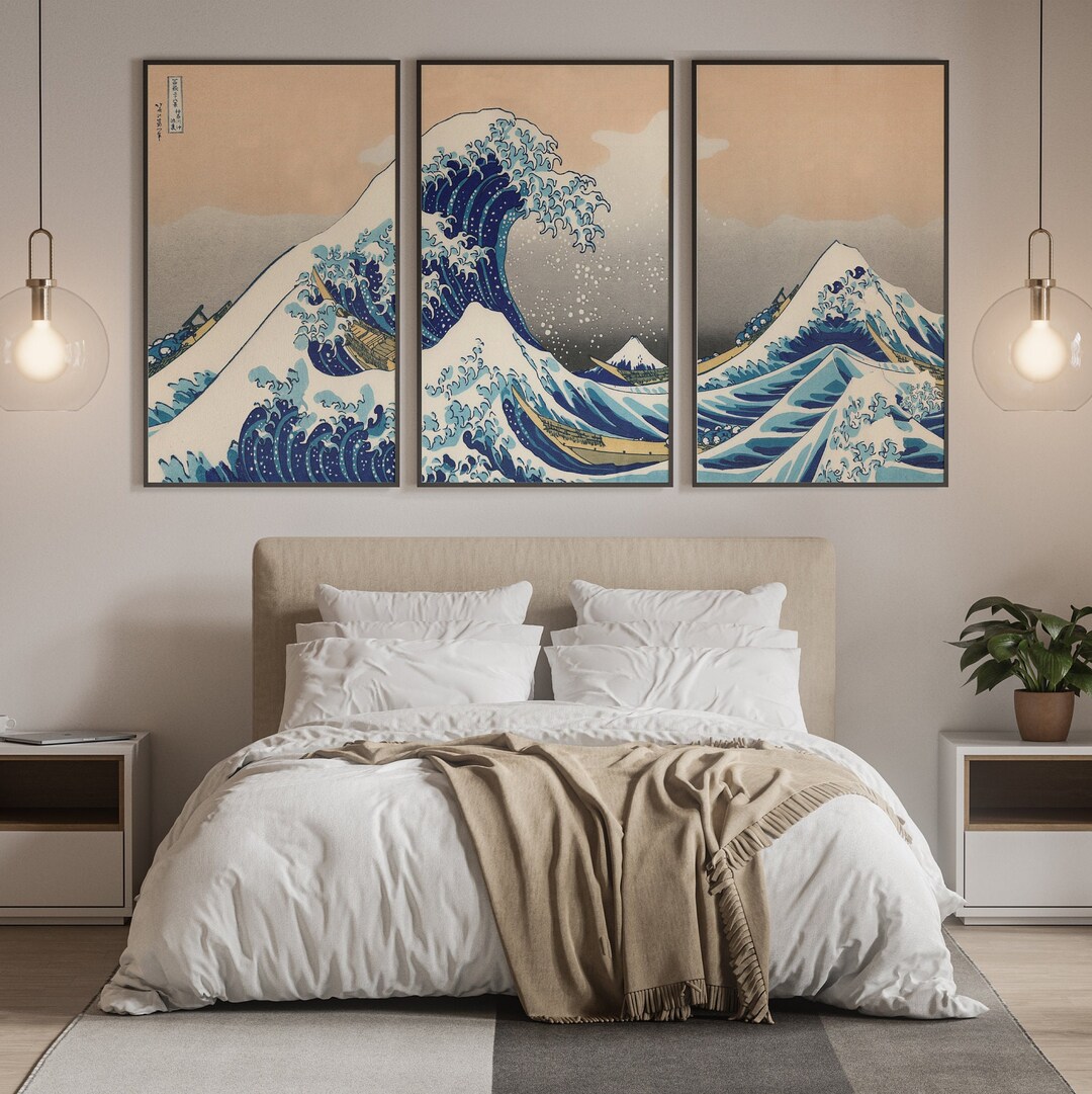 The Great Wave Japan Printable Art Set of 3 (hokusai), Printable Wall ...