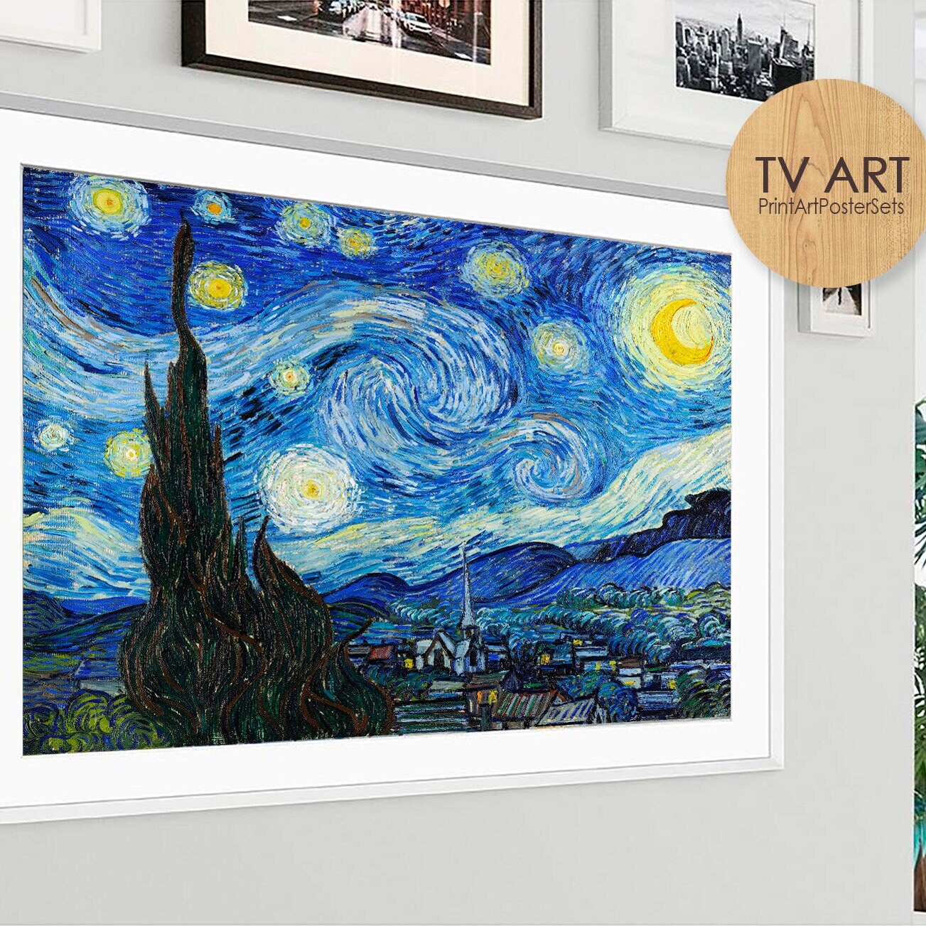 Vincent Van Gogh Starry Night Frame TV Art, Van Gogh TV Art, Starry ...