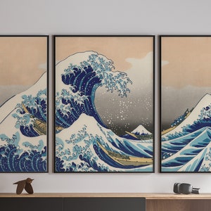 The Great Wave Japan Printable Art Set of 3 (hokusai), Printable Wall ...