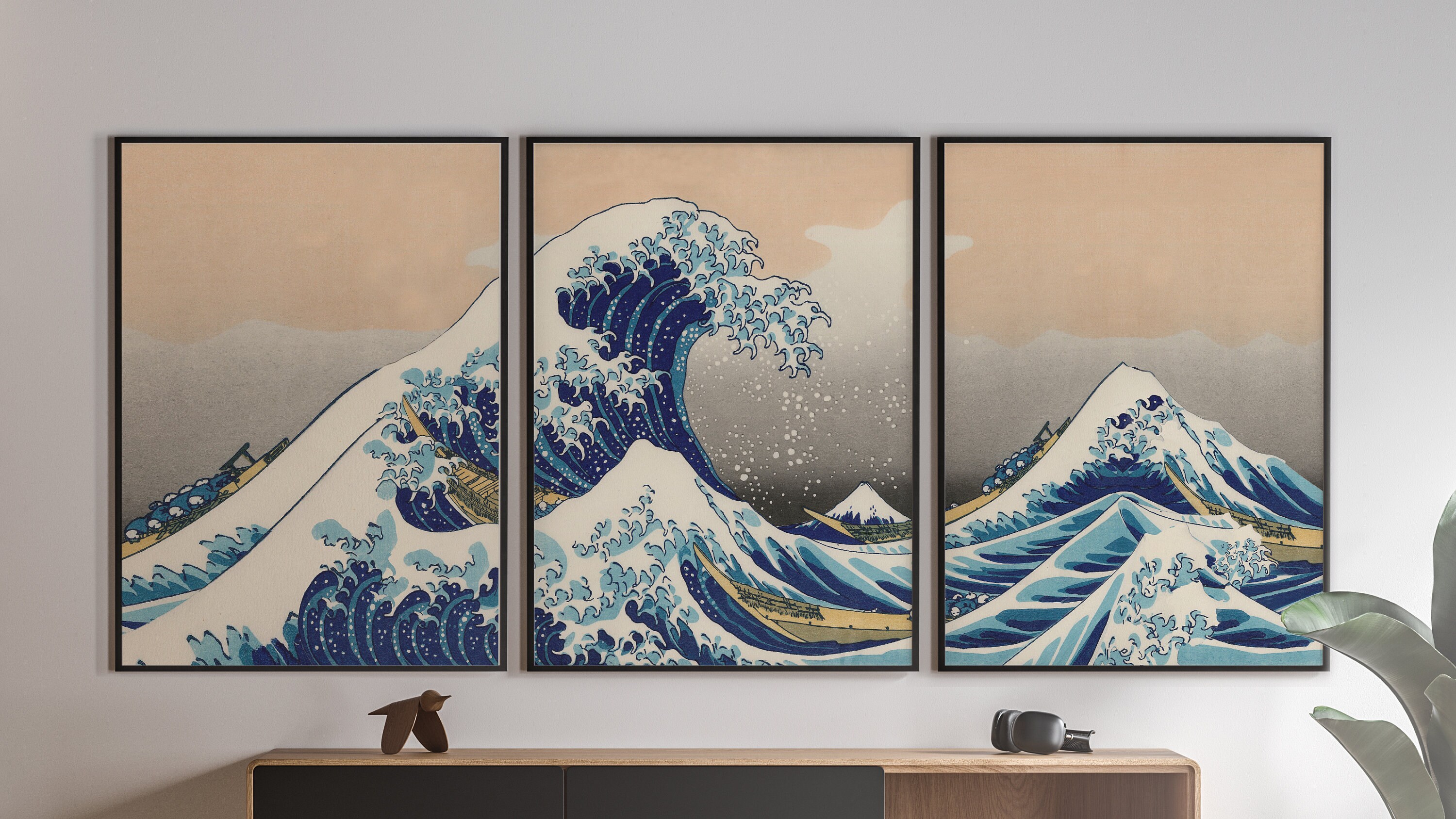 The Great Wave Japan Printable Art Set of 3 (hokusai), Printable Wall ...