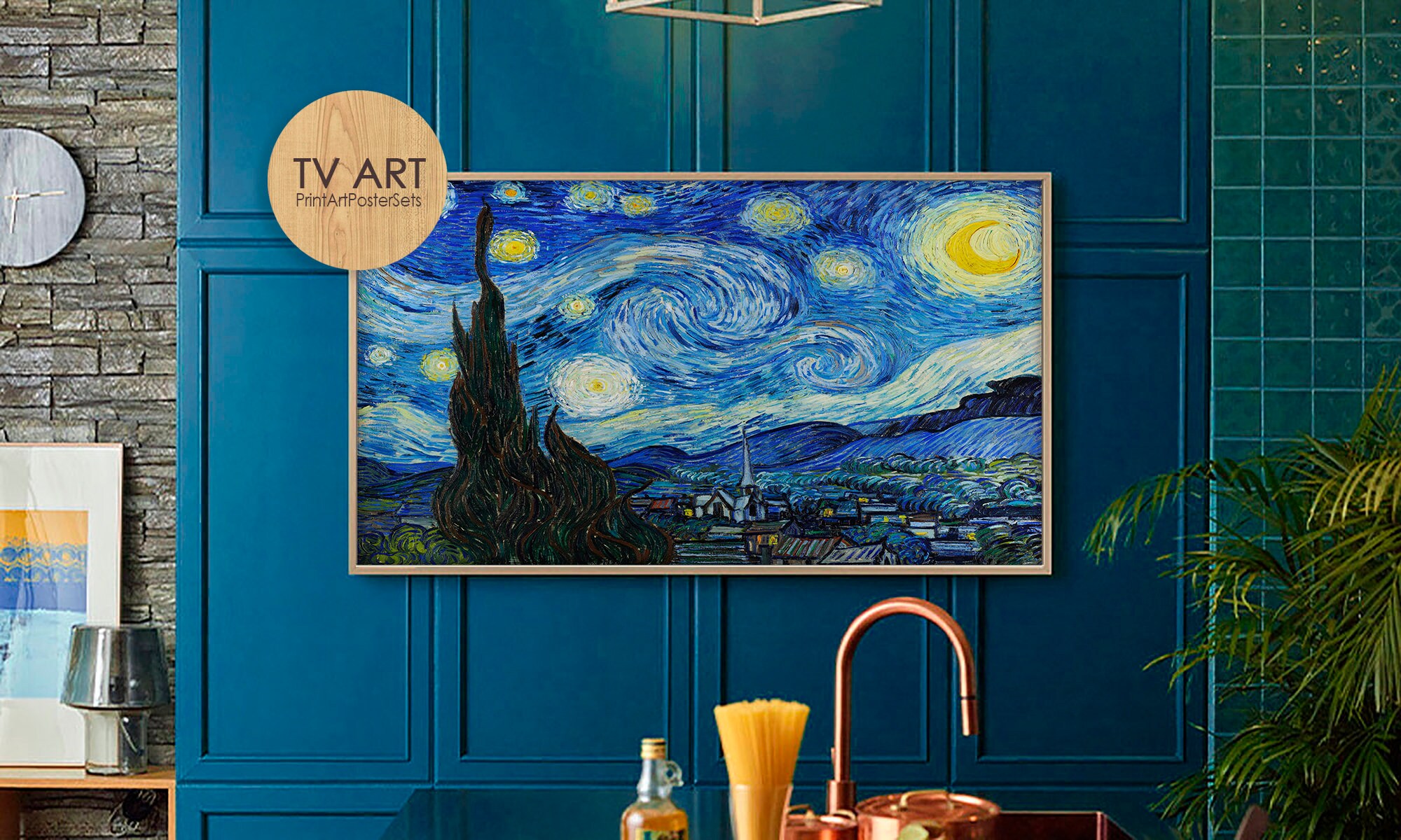 Vincent Van Gogh Starry Night Frame TV Art, Van Gogh TV Art, Starry ...