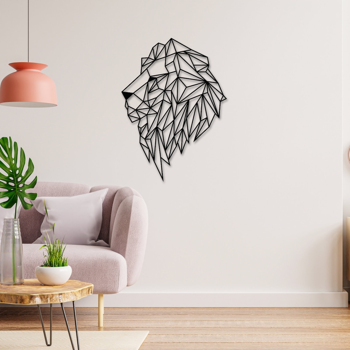 Metal Lion Wall Art Laser Cut Wildlife Wall Decor Lion Head Hanging ...