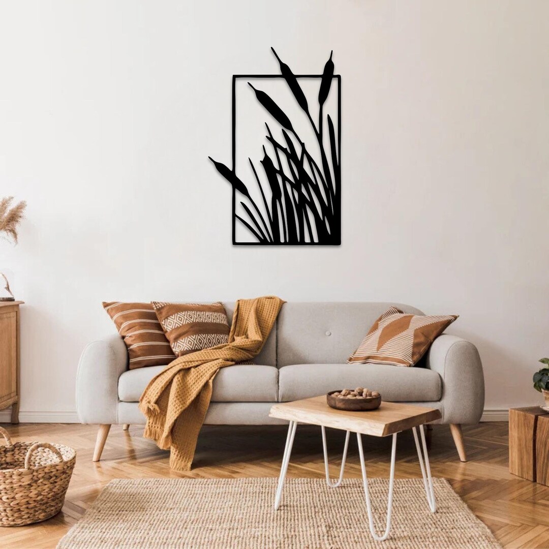 Reeds Metal Wall Art | Reed Leaves Wall Decor | Nature Wall Hangings ...