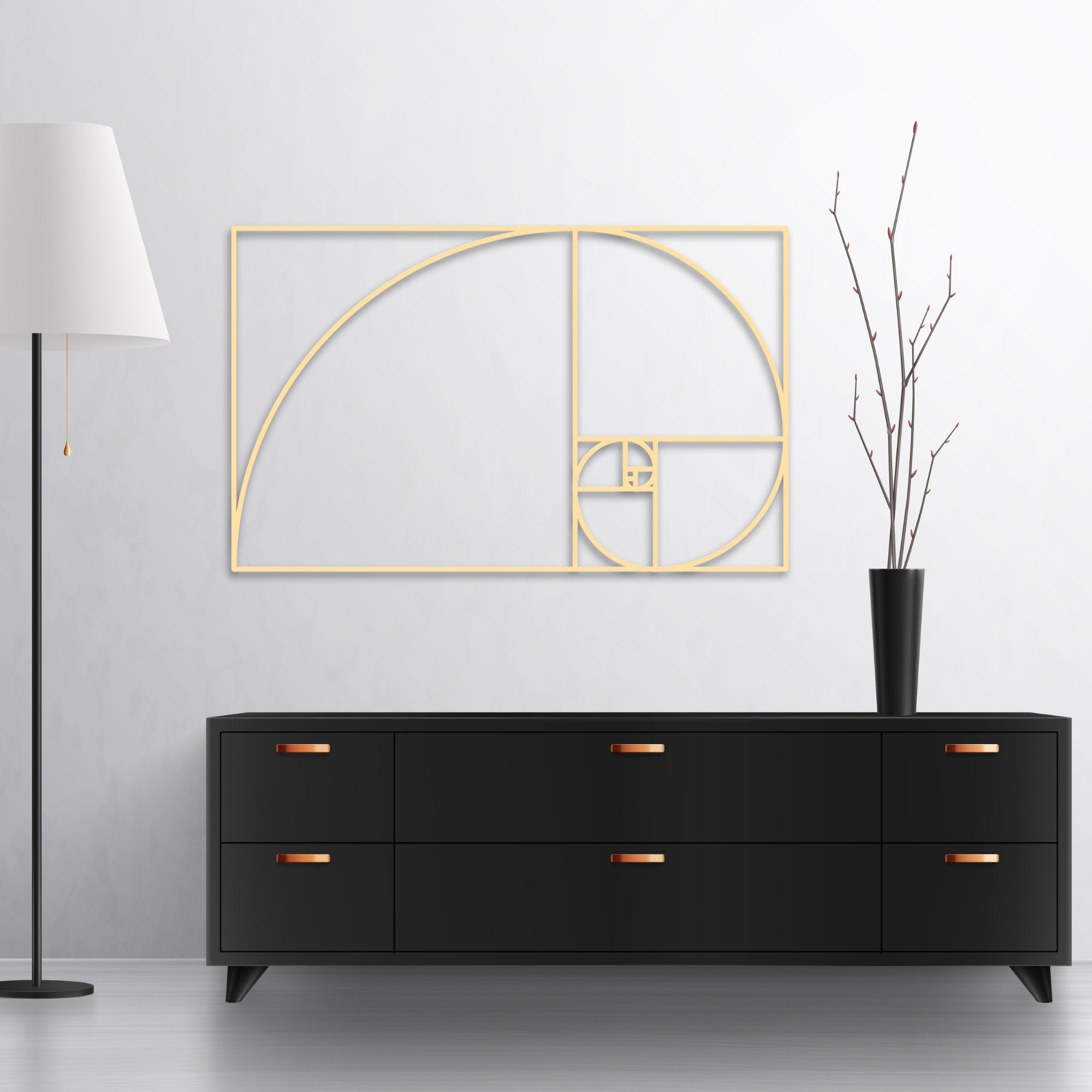 Golden Ratio Metal Wall Art Gold Geometric Wall Decor Large Metal Art ...