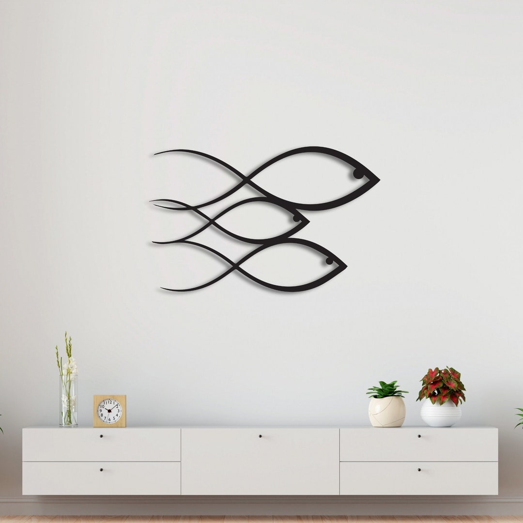 Metal Fish Wall Art Fish Metal Wall Sign Family Fish Decor Animal Metal ...