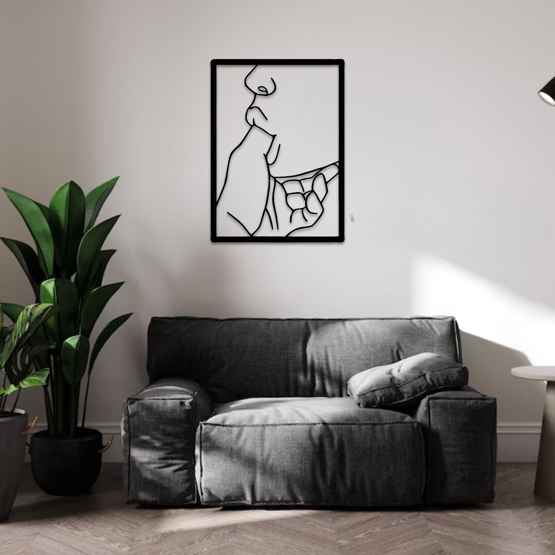 Geometric Lips Metal Line Wall Art | Minimalist Woman Wall Art | Home ...