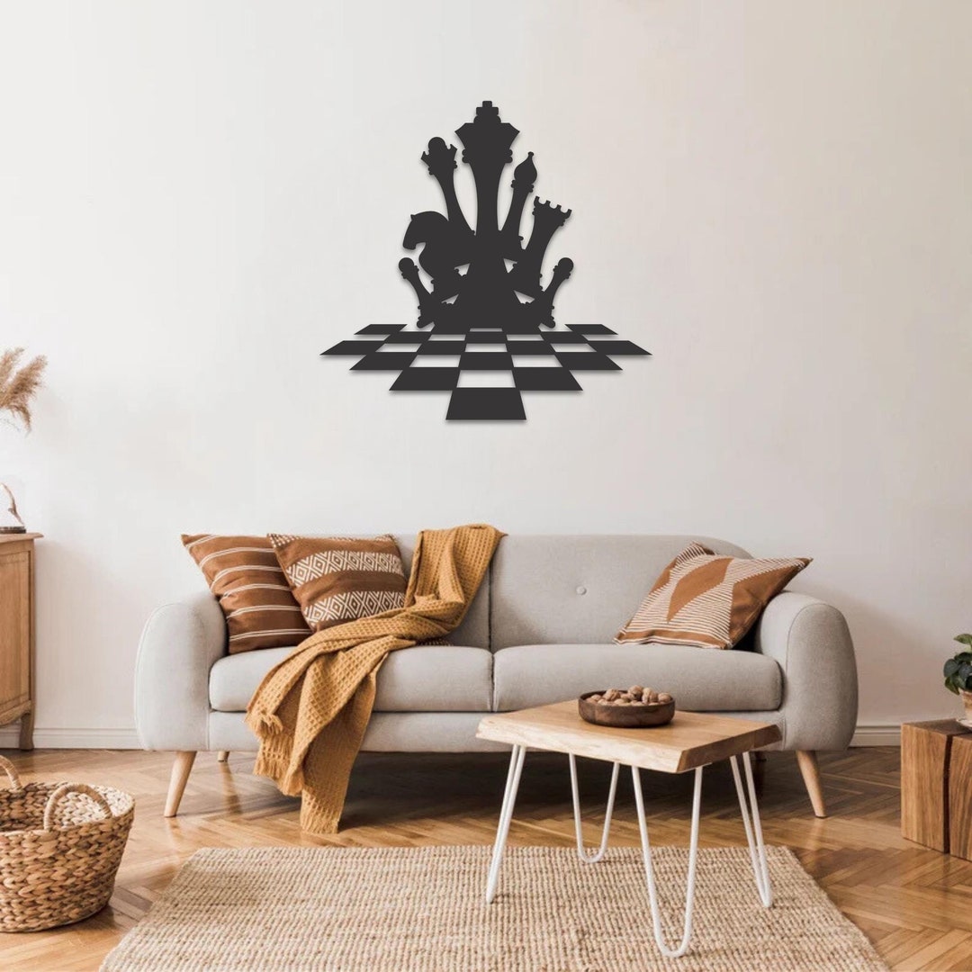 Chess Metal Wall Art | 3D Chess Decoration | Unique Wall Decor | Chess ...