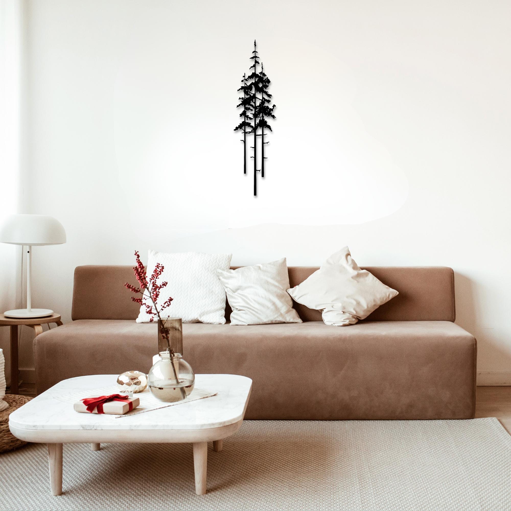 Metal Wispy Pine Tree Wall Art | Cedar Tree Wall Hangings | Three Trees ...