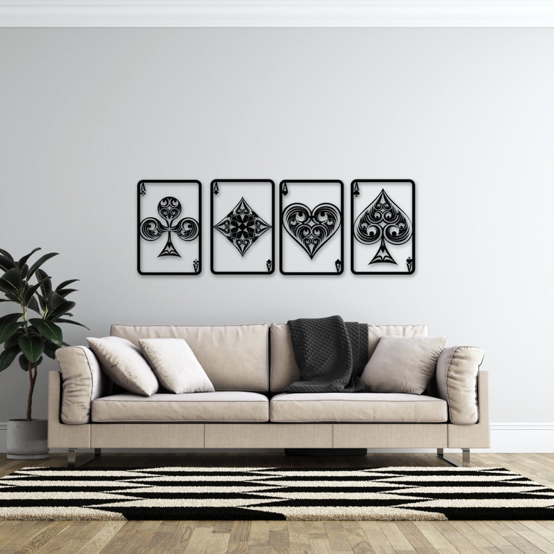 Royal Flush Poker Playing Cards Wall Decor, Gambit Full Aces Metal Wall ...