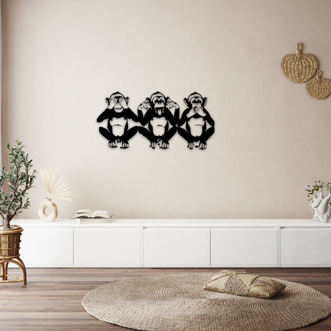 Metal Wall Art Three Wise Monkeys Decor See No Evil Hear No Evil Speak ...