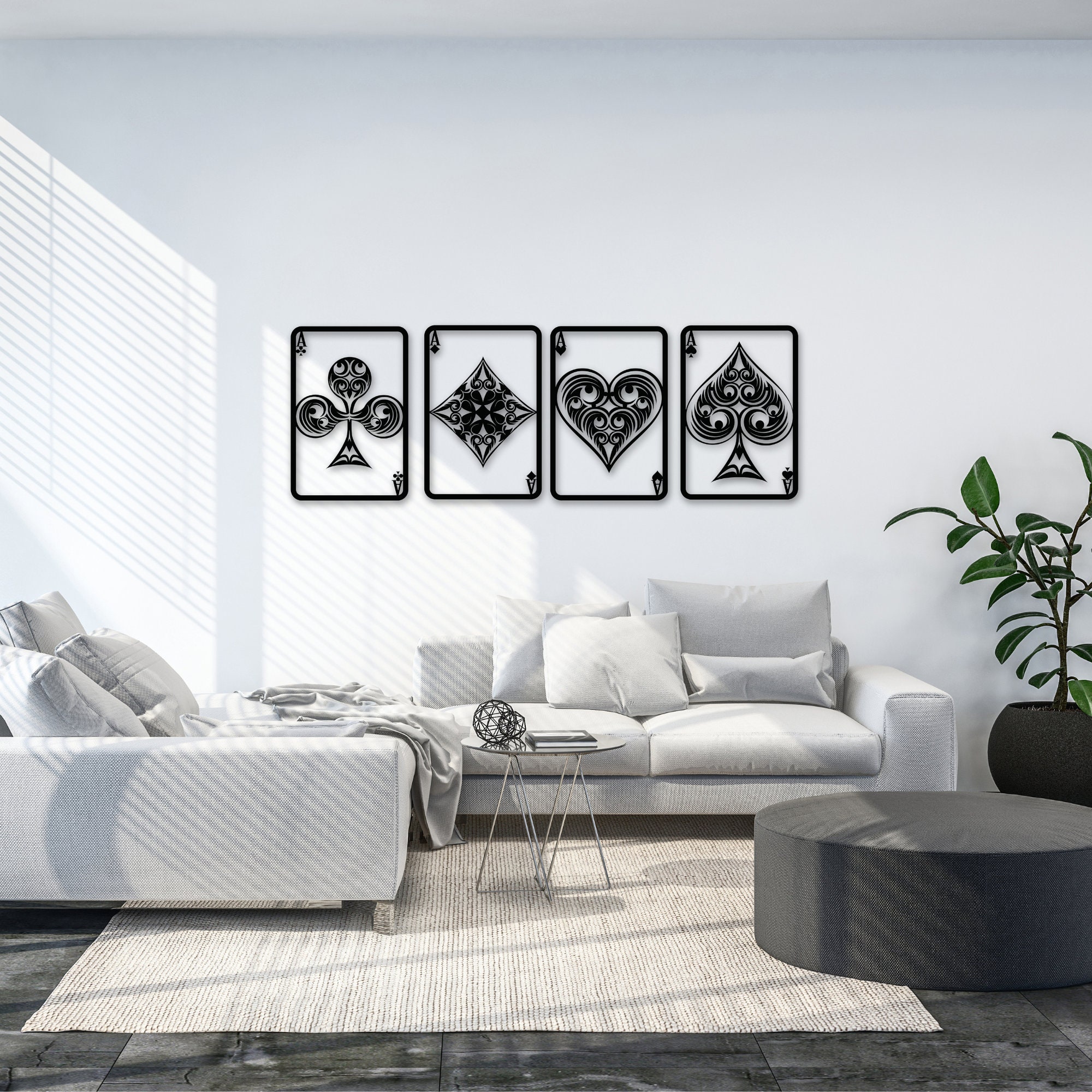 Royal Flush Poker Playing Cards Wall Decor, Gambit Full Aces Metal Wall ...
