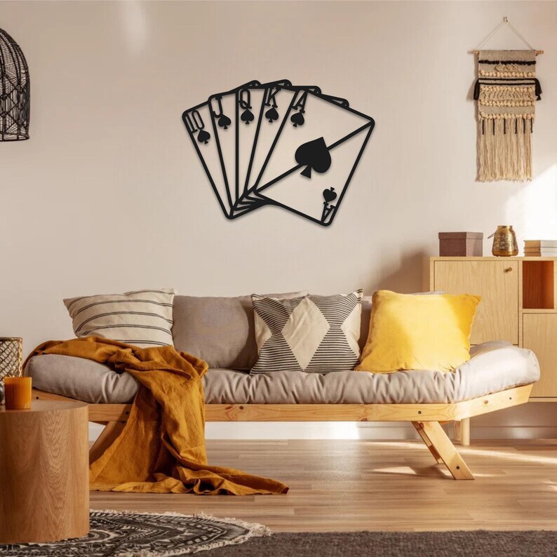 Royal Flush Metal Wall Art | Metal Gambling Cards Wall Decor | Poker ...