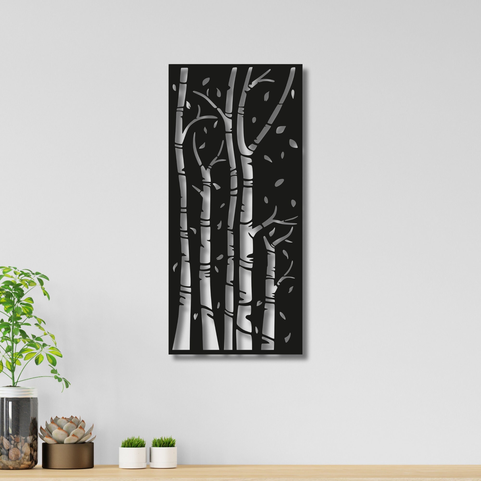 Bambu Metal Wall Art Naturel Wall Decor Metal Home Decor Bambumetal ...