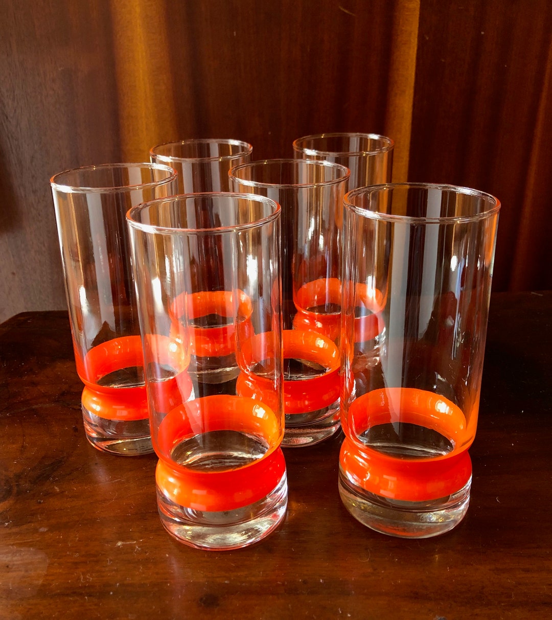 Set of 6 Vintage 70s Glass Long Drink Glasses - Etsy