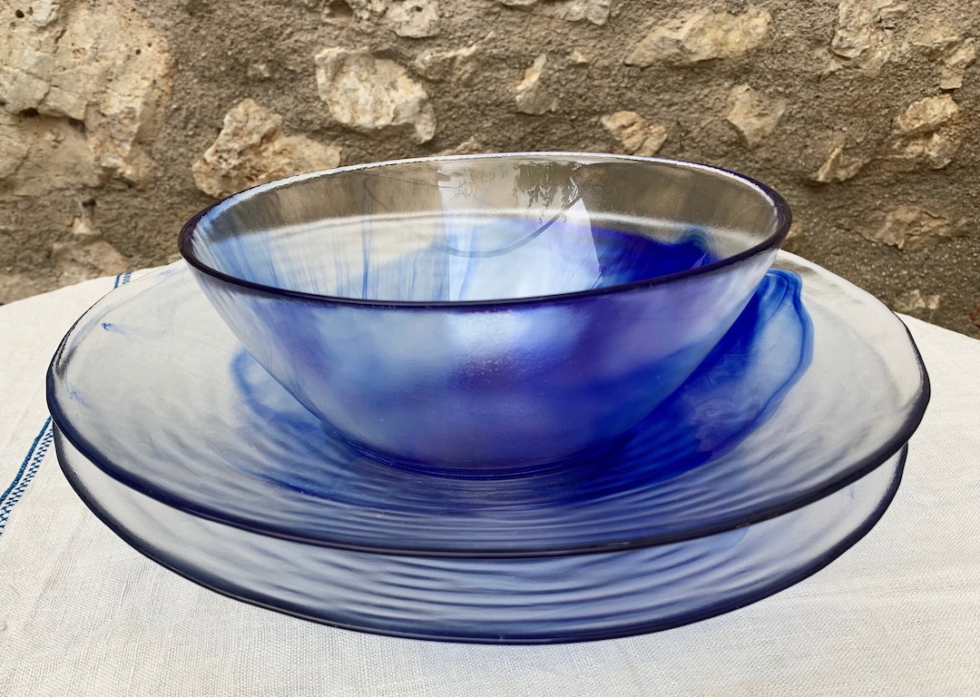 BORMIOLI ROCCO MURANO 3-piece Set in Cobalt Blue Murano Glass From the ...