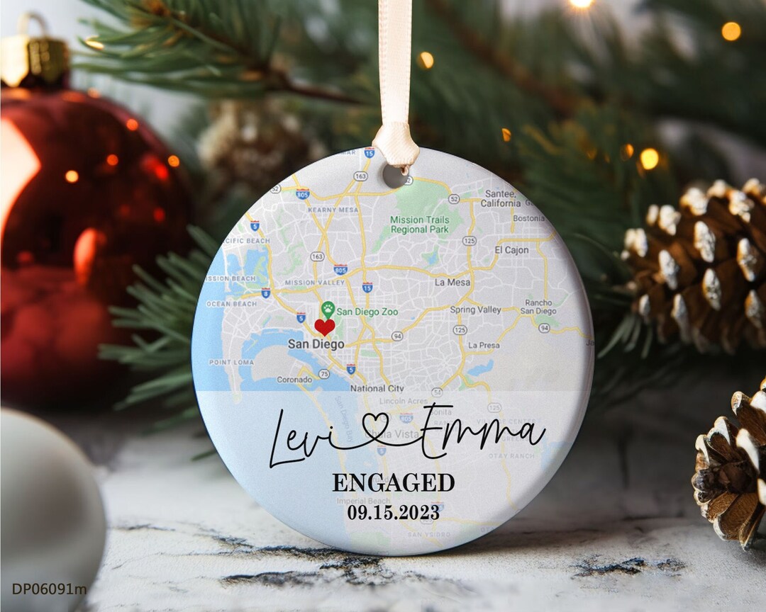 Custom Map Engagement Ornament Engagement Map Ornament - Etsy