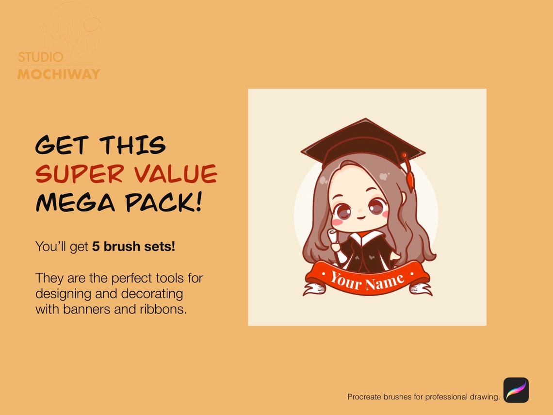 Ribbons & Banners - 78 Procreate Brushes, Manga Anime, Title Label ...