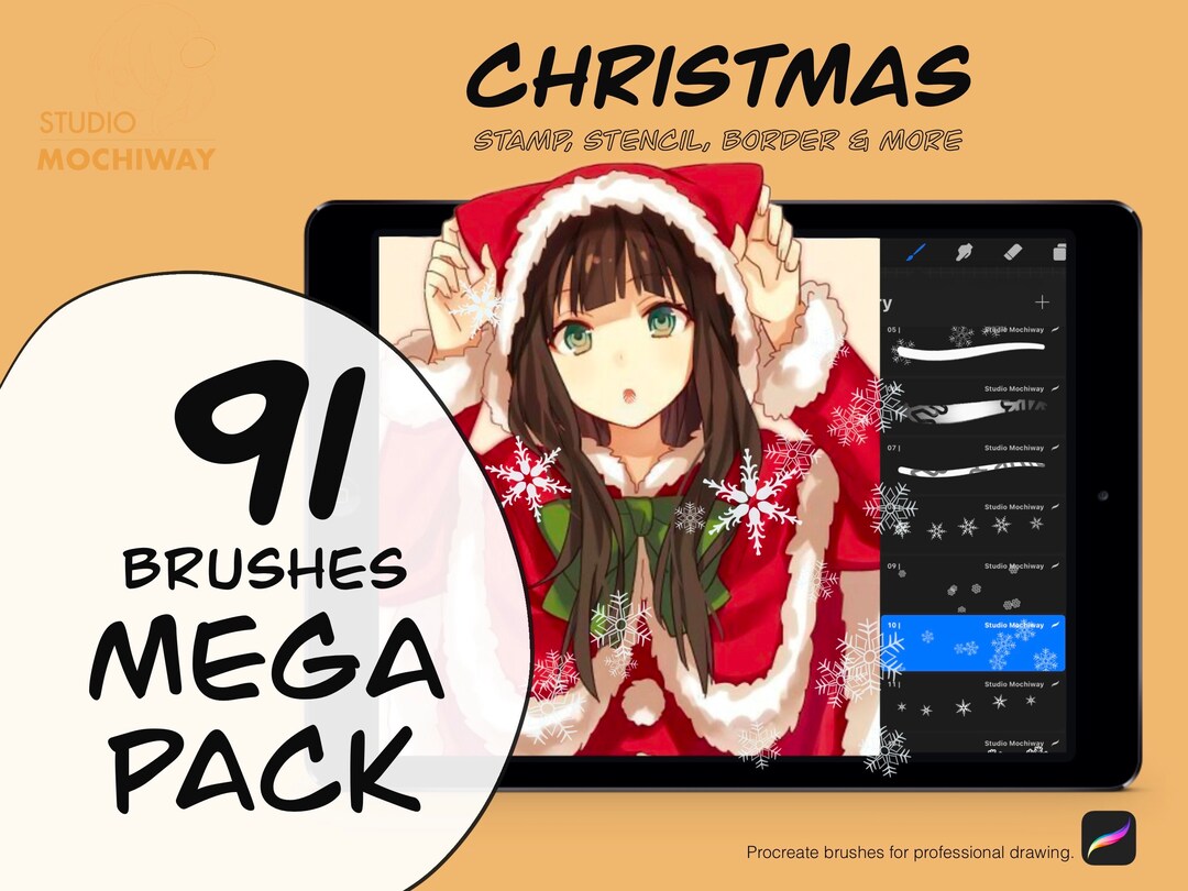 Christmas - 91 Procreate Brushes, Digital Painting, Design Elements ...