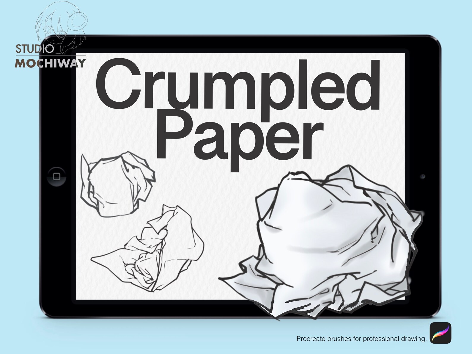 Crumpled Paper - 9 Procreate Brushes, Cute Doodle Hand-drawn ...