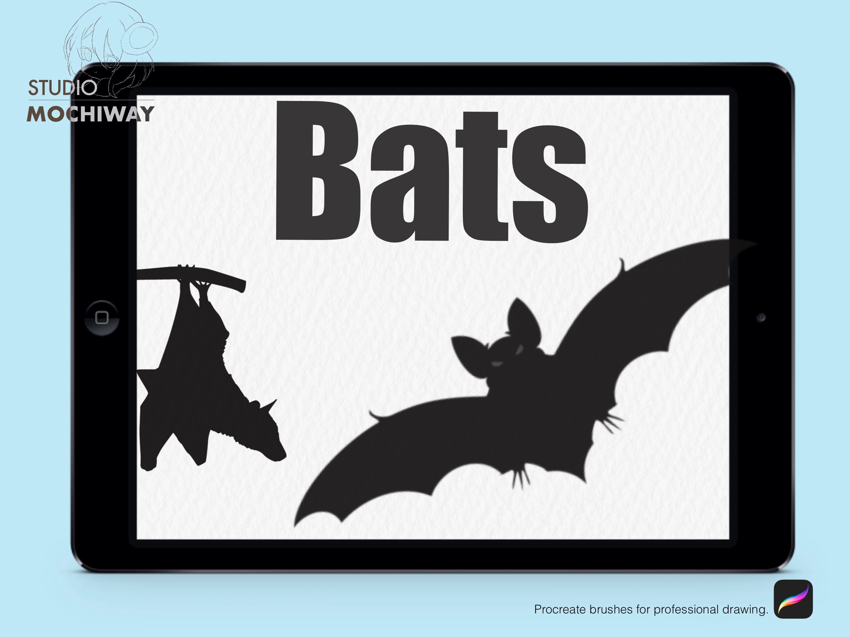 Bats - 14 Procreate Brushes, Doodle Clipart Vector Illustrations ...