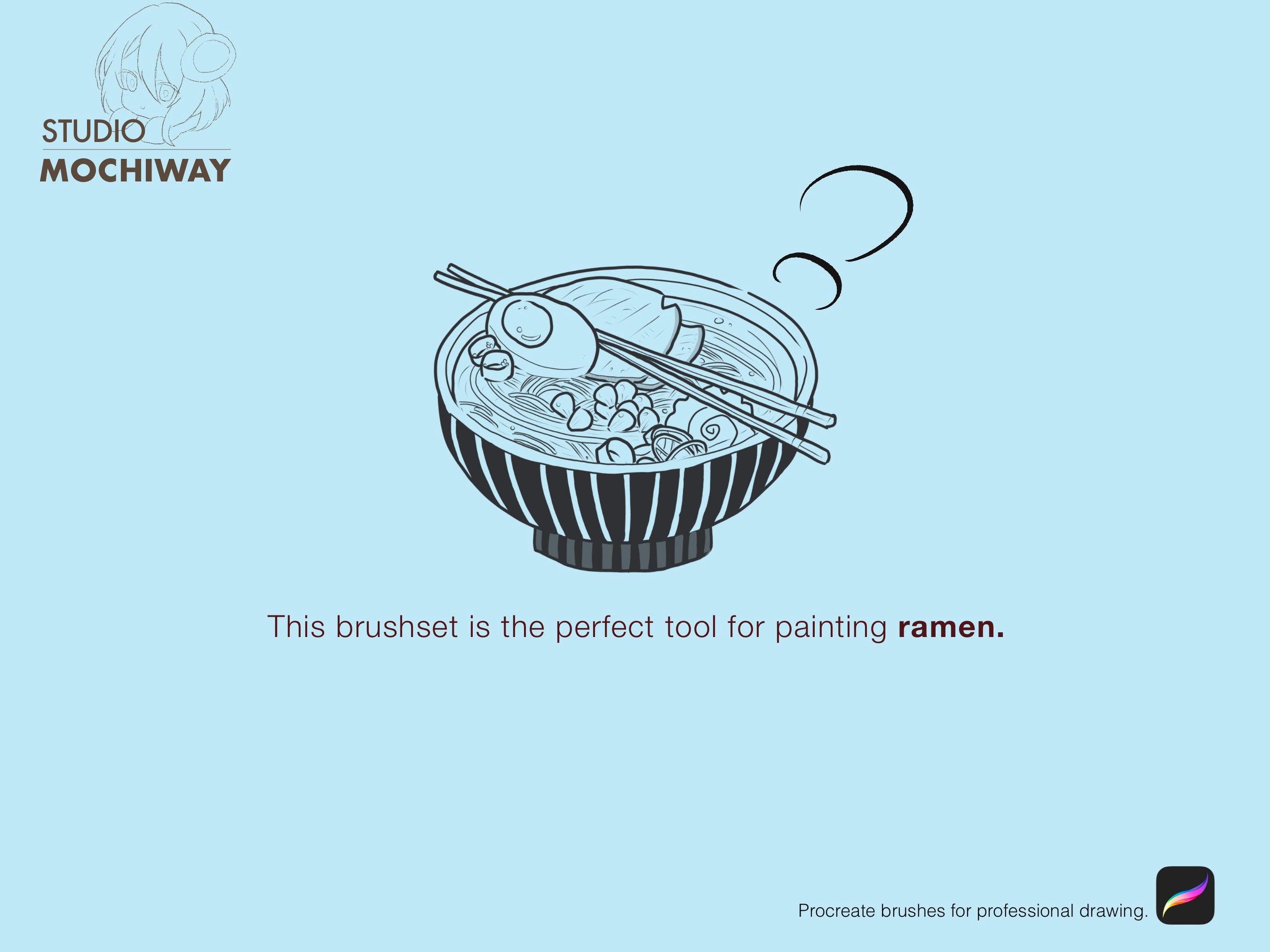 Ramen 19 Procreate Brushes, Doodle Lineart Stamp, Japan Food Digital ...