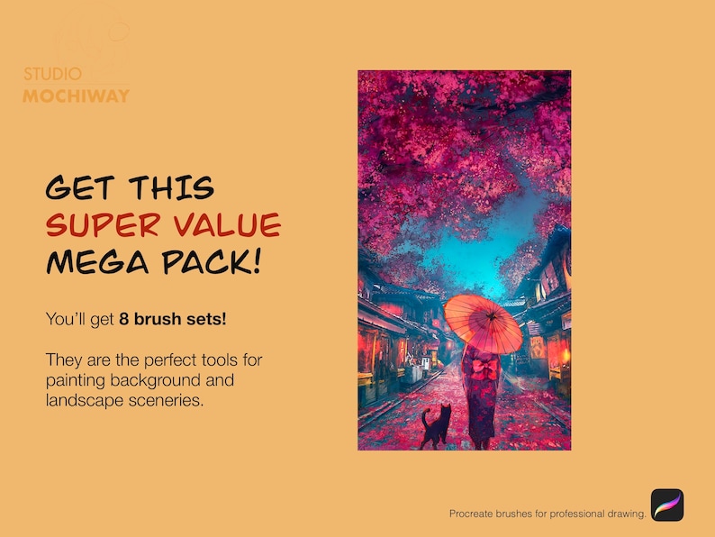 Nature - 100 Procreate Brushes, Anime Landscape Scenery Digital ...