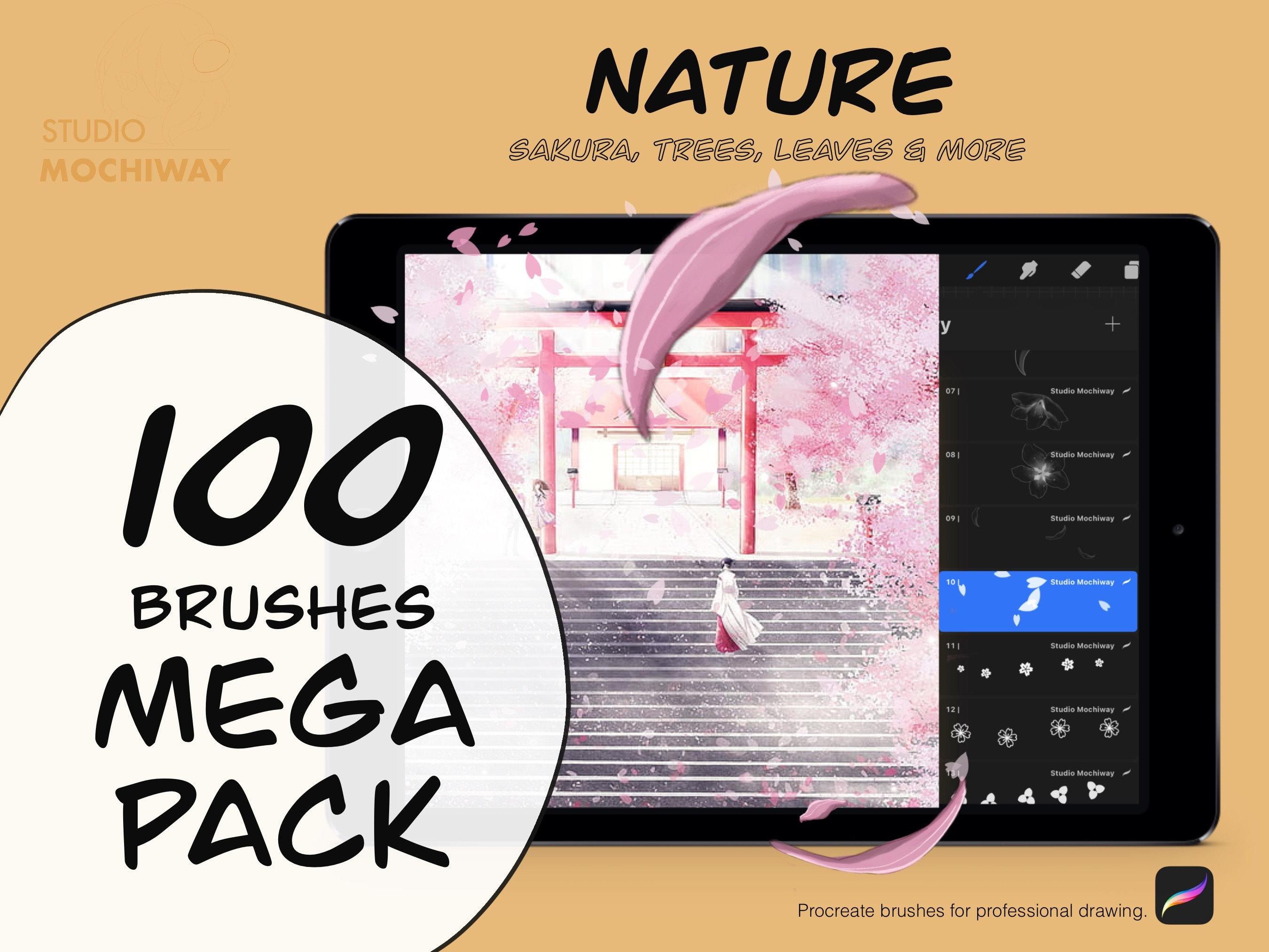 Nature - 100 Procreate Brushes, Anime Landscape Scenery Digital ...