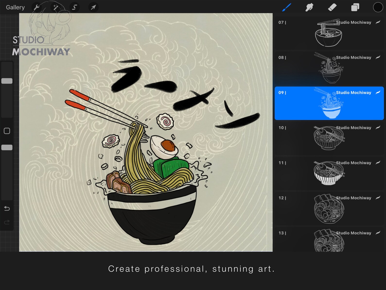 Ramen - 19 Procreate Brushes, Doodle Lineart Stamp, Japan Food Digital ...