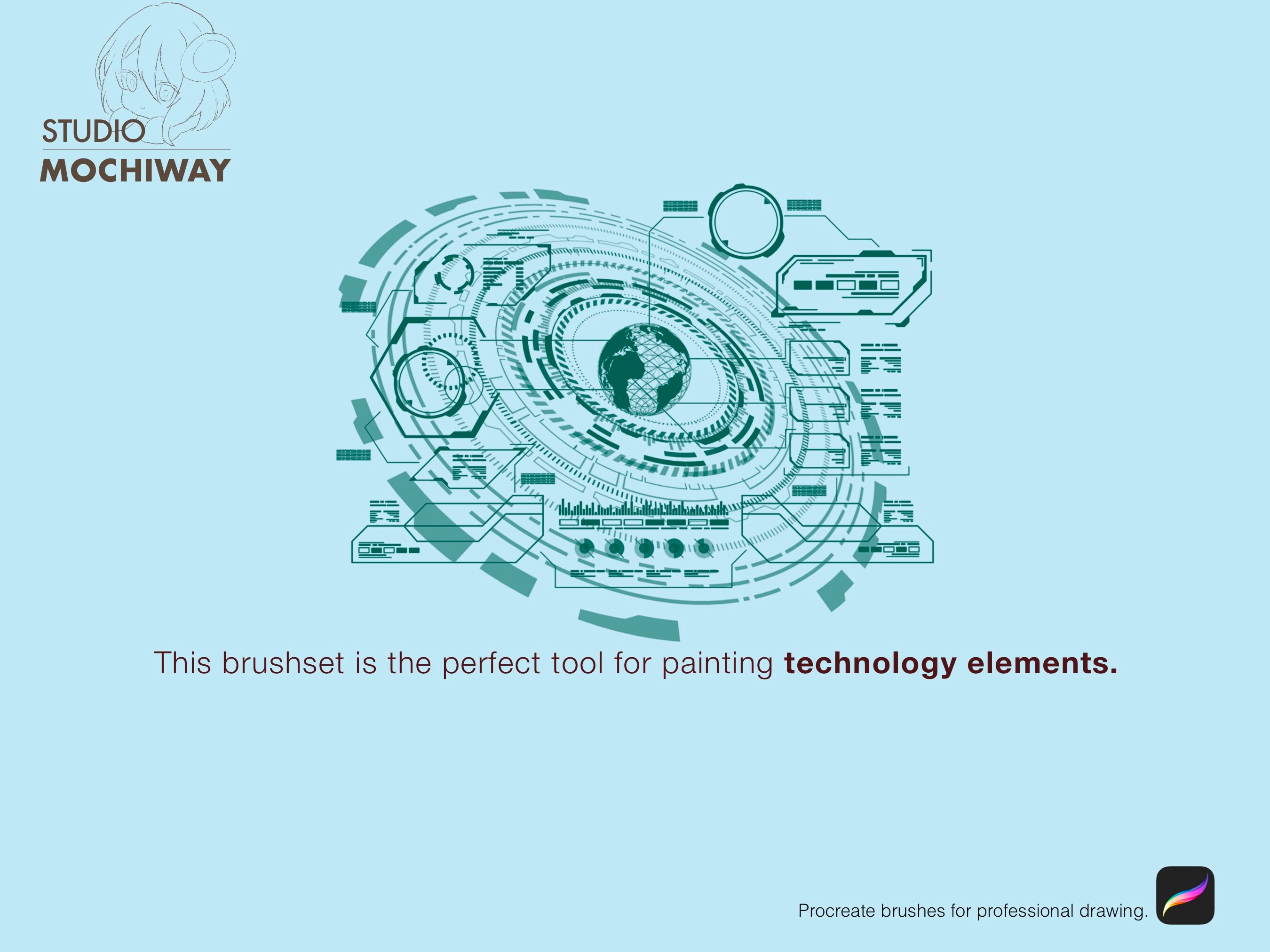 Tech - 29 Procreate Brushes, Texture Effects Technology Elements Data ...