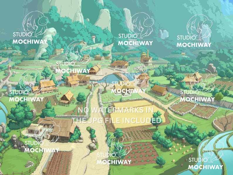 Ancient Town - Procreate File With Layers, Background JPG, Anime ...